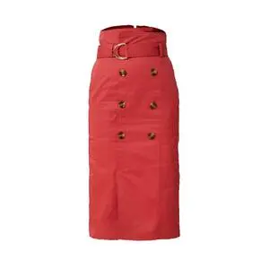 SMART AND JOY Straight Double-breasted Skirt - Red