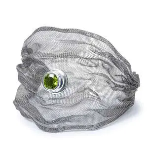 GERMAN KABIRSKI Amiya Silver And Titanium Mesh Bracelet With Peridot - Silver/green