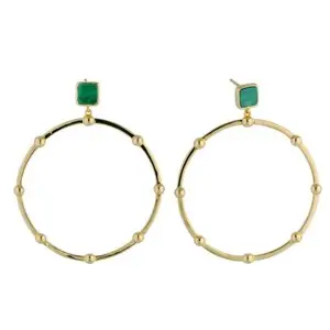 BERMUDA WATCH COMPANY Annie Apple Malachite And Vermeil Hoop Earrings - Gray/green/yellow