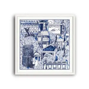 RICHARD ALLAN LONDON Blue / White Blue London Art Print - Blue/white
