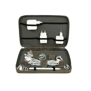 LEATHERE Leather Tech Organizer Case Mobile - Grey