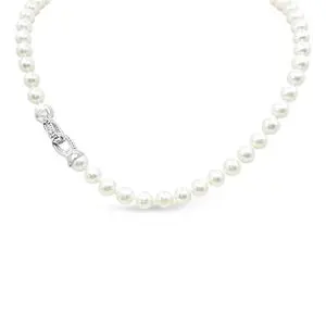 LUTIRO Freshwater Pearls Necklace With Clasp - Silver