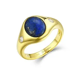 ZEPPLIN THE LABEL Florence Ring With Lapis Lazuli And Cubic Zirconia In Gold Vermeil - Blue/black