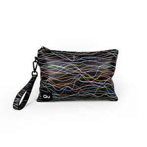 QU Party Threads Printed Pouch - Black