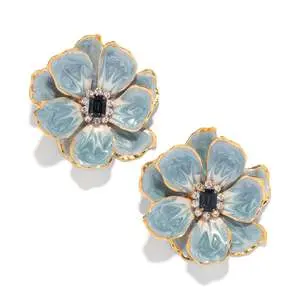 THE PINK REEF Floral Jewel Box Earrings - Blue