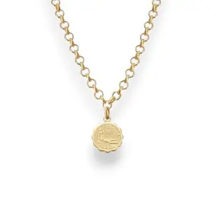 ALEXIE OF ATHENS Aquarius Zodiac Mini Medallion Chain Necklace - Gold