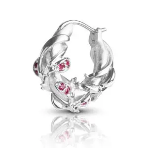 KASUN LONDON Ruby Forest Hoop Earring - Silver