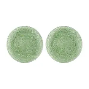Turgla Home Glass Dinnerware Round Glass Plate Set Of Two - Green