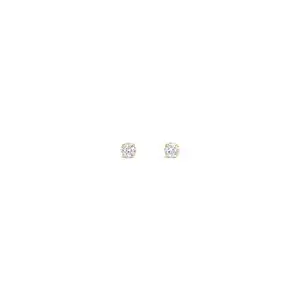 LUTIRO Round Four Mm Stud 10k Gold Earrings - White
