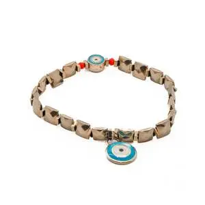 EBRU JEWELRY Gold Hematite And Evil Eye Anklet - Gold/blue/red