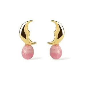 FREQNC ATELIER Moon Earrings With Rhodochrosite Red