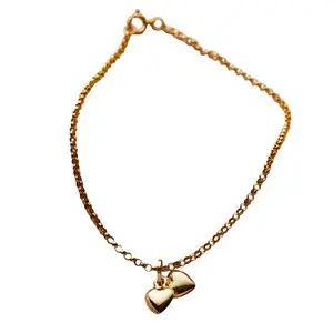 POSH TOTTY DESIGNS 9ct Double Heart Charm Bracelet - Gold