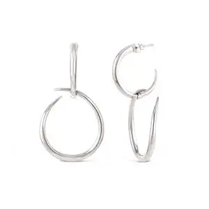 DINNY HALL Toro Large Drop Hoop Earrings - Silver