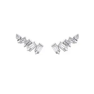 SALLY SKOUFIS Sterling Silver Ear Climber With Diamond Simulants - Silver/white