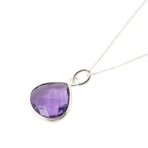 HARFI Alexandrite Heart Charm Sterling Silver Necklace - Silver/purple