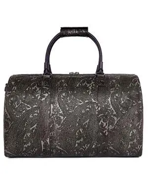 LORDS OF HARLECH Wallace Weekender Leather Travel Bag - Black