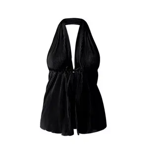 SYLKI Plisse Halter Top