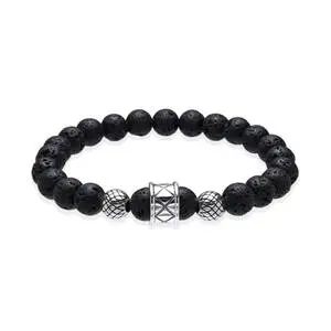 ALTAR™ ORNAMENTS CO. Ember Volcanic Rock And Sterling Silver Bracelet - Silver/black