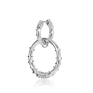 KASUN LONDON Double Hoop Dangle Earrings - Silver