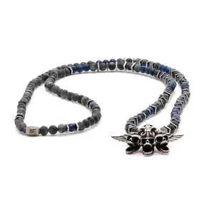 EBRU JEWELRY Skull Beaded Necklace - Blue/silver