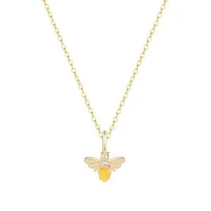 KAMARIA Mini Opal Bee Charm Necklace - Orange