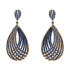 LATELITA Vortex Teardrop Earring Sapphire Blue CZ Gold