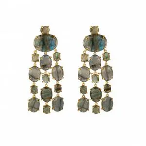 Bounkit Marysol Labradorite Clip On Earrings - Grey