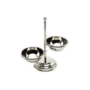 ANATOLIACRAFT Copper Double Bowl Serving Stand - Silver