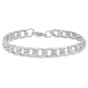 STEELTIME Stainless Steel Cuban Chain Link Bracelet - Silver