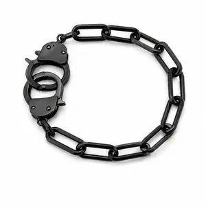 JAGGED HALO JEWELRY Love Bond Handcuff Chain Bracelet - Black