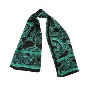 MONZLAPUR NEW YORK Silk Serpent Noir Scarf Large-forest - Green