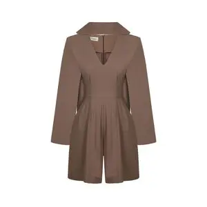 THISISU COLLECTION Mini Overall With Detachable Scarf Detail - Brown