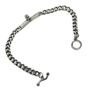 TG-JEWELLERY BY TAMARA GERVASIO Sterling Silver Skull Plate Bracelet - Silver/black