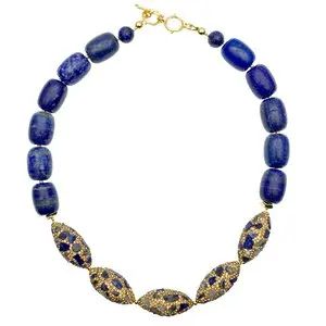 FARRA Lapis Lazuli And Rhinestone Choker - Blue