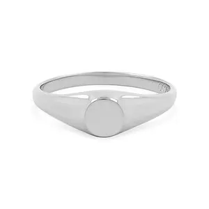 Côté Caché Petite Round Signet Ring - Silver