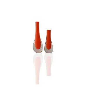MARLETH Set Of Two Murano Colored Glass Vases – Flame Teardrop Core - Red