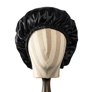 SOFT STROKES SILK Pure Mulberry Silk Double Layer Bonnet - Black