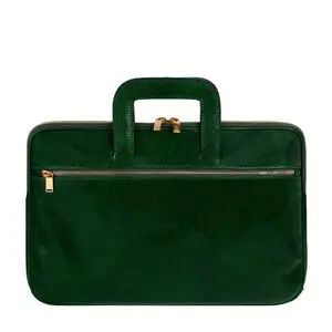 TIME RESISTANCE Leather Laptop Briefcase - Green