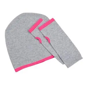 COVE Cashmere Beanie And Wrist Warmer Set - Grey