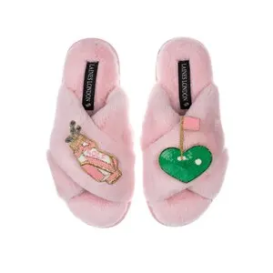 LAINES LONDON Classic Laines Slippers With Golf Brooches - Pink