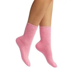 HIGH HEEL JUNGLE BY KATHRYN EISMAN Cashmere Ribbed-knit Socks - Pink