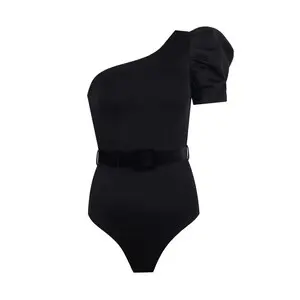 NUR KARAATA Forte Dei Marmi One-shoulder Swimsuit - Black