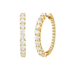 NAZZAR Large Pavé Cz Hoop Earrings - Gold