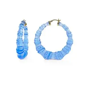 GOLD & HONEY Bamboo Hoop Earrings - Blue/gold