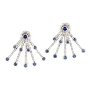 ARTISAN Ear Jacket Earrings With Blue Sapphires And Diamonds - White/blue