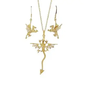 SIMON KEMP JEWELLERS Dragon Pendant Necklace And Earring Set - Gold