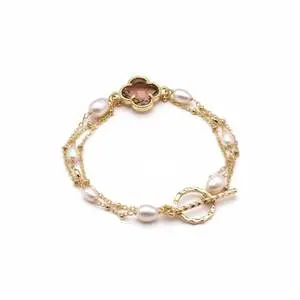 ANGEL BAROCCO Layered Pearl & Crystal Bracelet - Gold