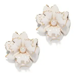 THE PINK REEF Lace Floral Earrings - White