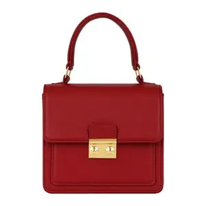 LUIS STEVEN Madie Pebble Leather Top Handle Bag - Red
