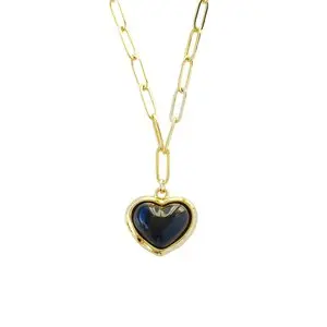 POPORCELAIN Porcelain Heart Pendant Necklace - Black/gold